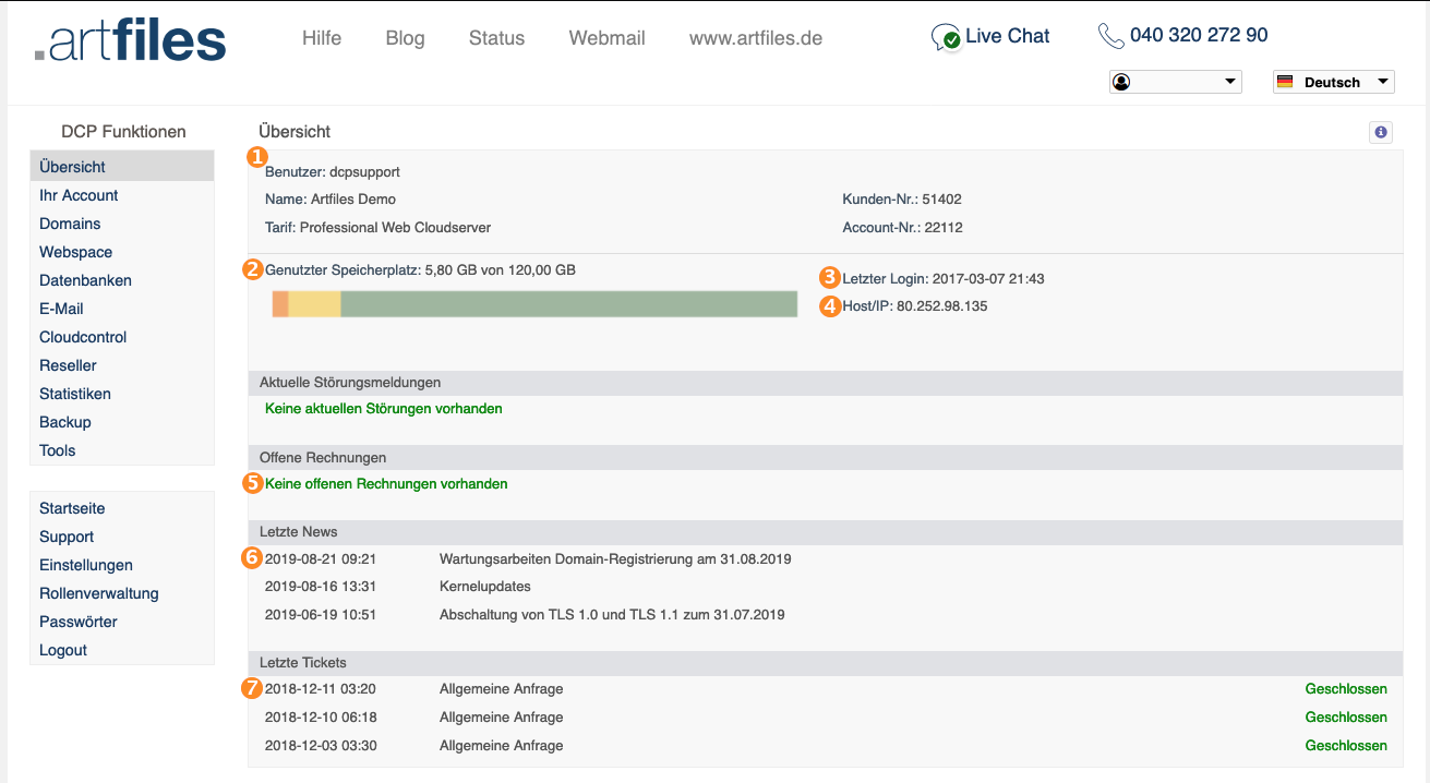Übersicht – Artfiles Support